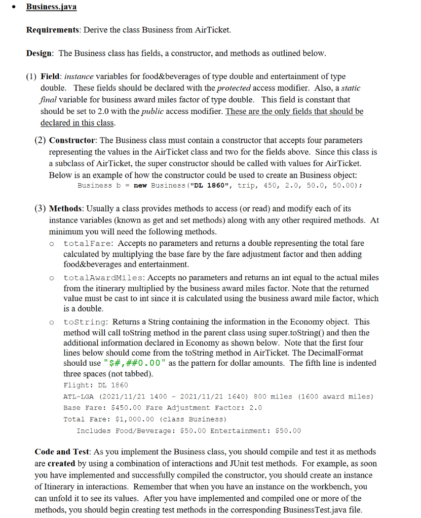 Itinerary.java Requirements: Create Itinerary class | Chegg.com