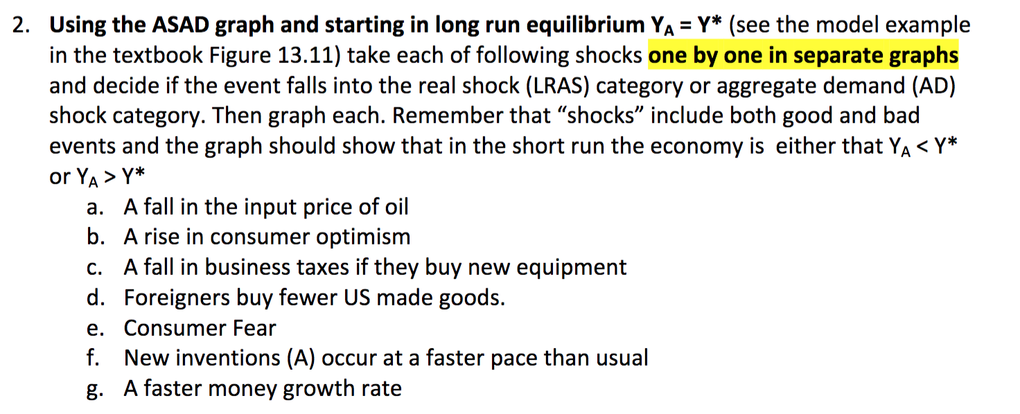Solved 2. Using the ASAD graph and starting in long run | Chegg.com