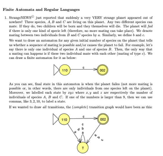 Solved Finite Automata and Regular Languages 1. StrangeNEWS | Chegg.com