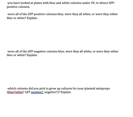 GFP Fusion Cloning: Transformation Plating Tube | Chegg.com