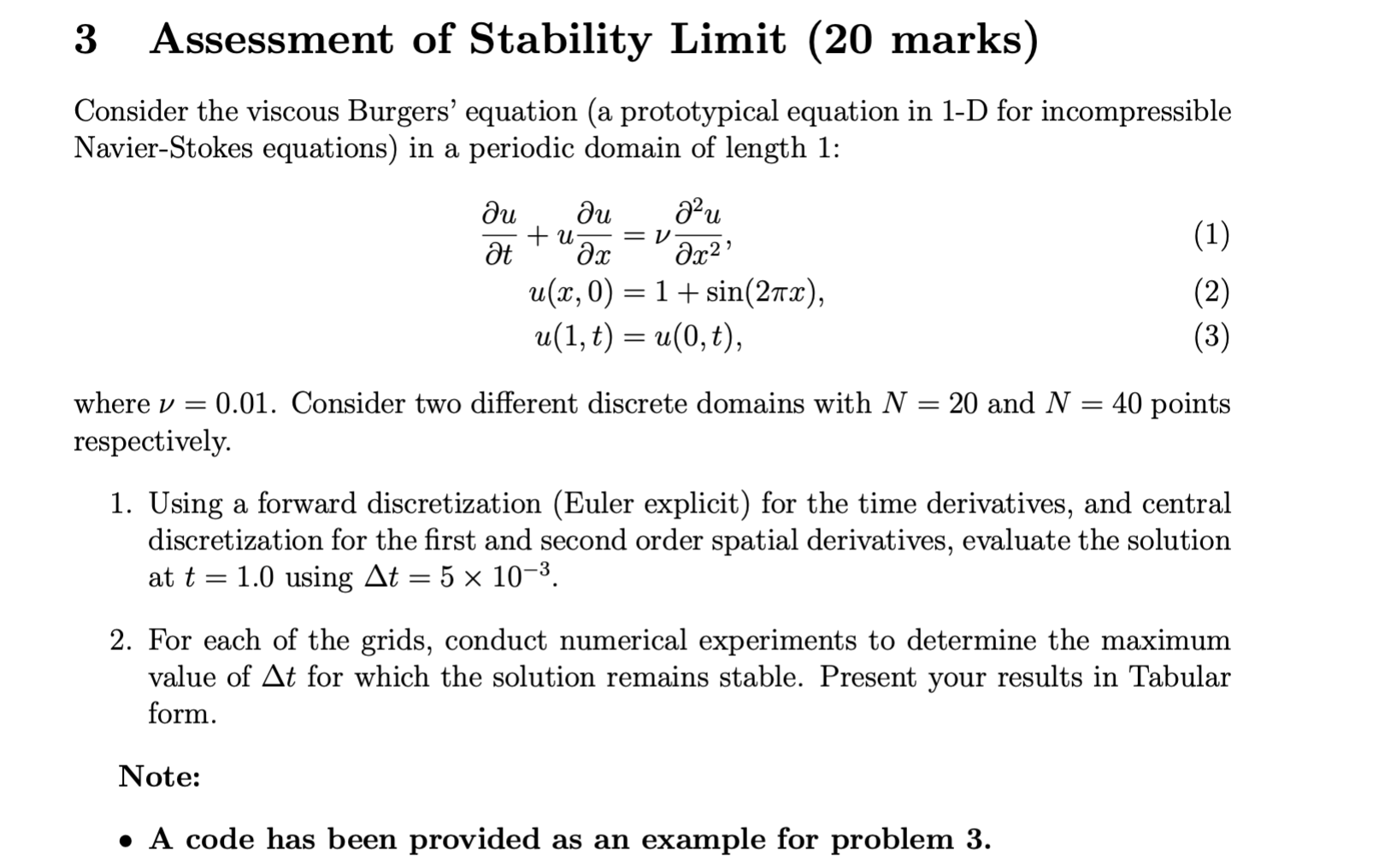 3 Assessment of Stability Limit (20 marks) Consider | Chegg.com