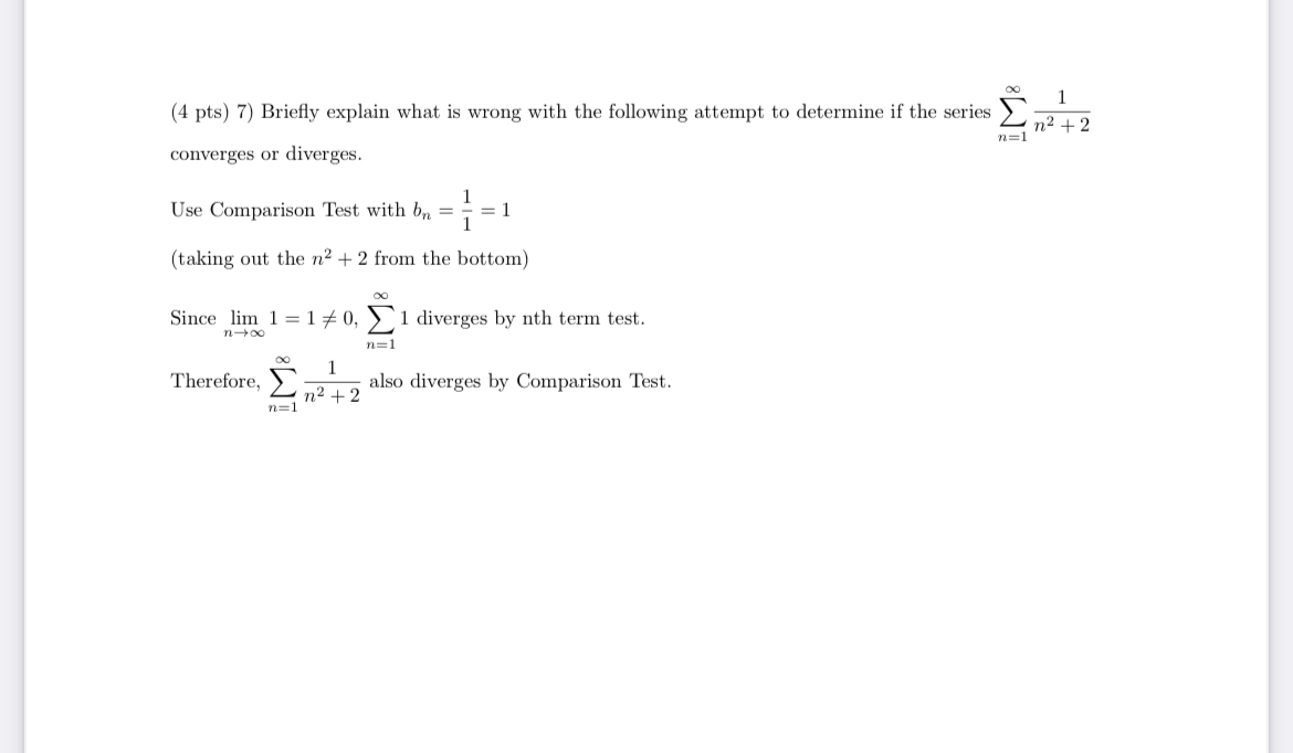 Solved 7) ﻿Briefly explain what is wrong with the following | Chegg.com