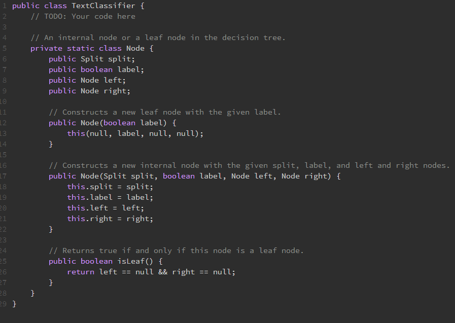 SPEC AND CODE FOR A TEXT CLASSIFIER ASSIGNMENT. | Chegg.com