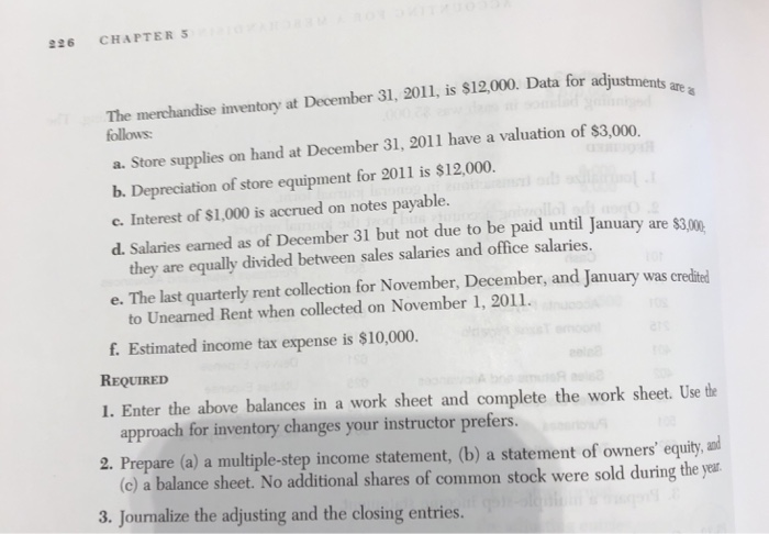 Solved P532 Completion of a worksheet, preparation of | Chegg.com