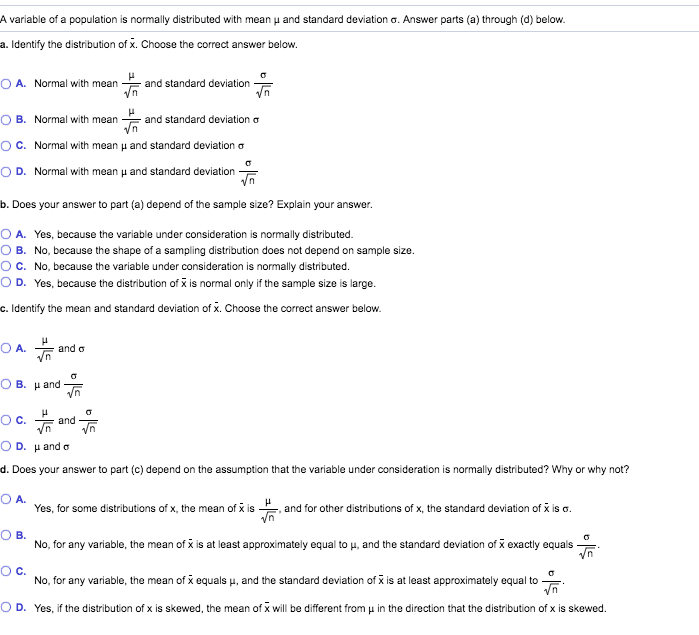 Solved A variable of a population is normally distributed | Chegg.com