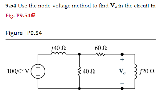 Solved 954 Use The Node Voltage Method To Find Vo In The 