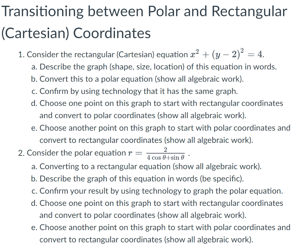 Solved Transitioning Between Polar And Rectangular Chegg