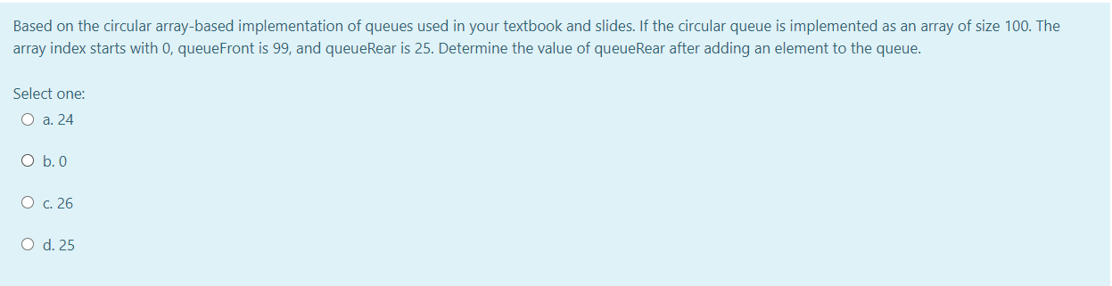 Solved Based on the circular array-based implementation of | Chegg.com