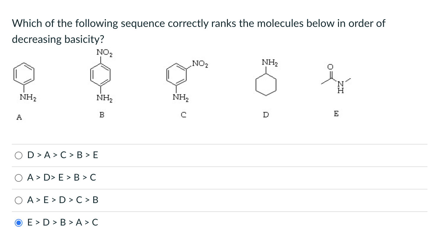 Solved Which of the following sequence correctly ranks the | Chegg.com