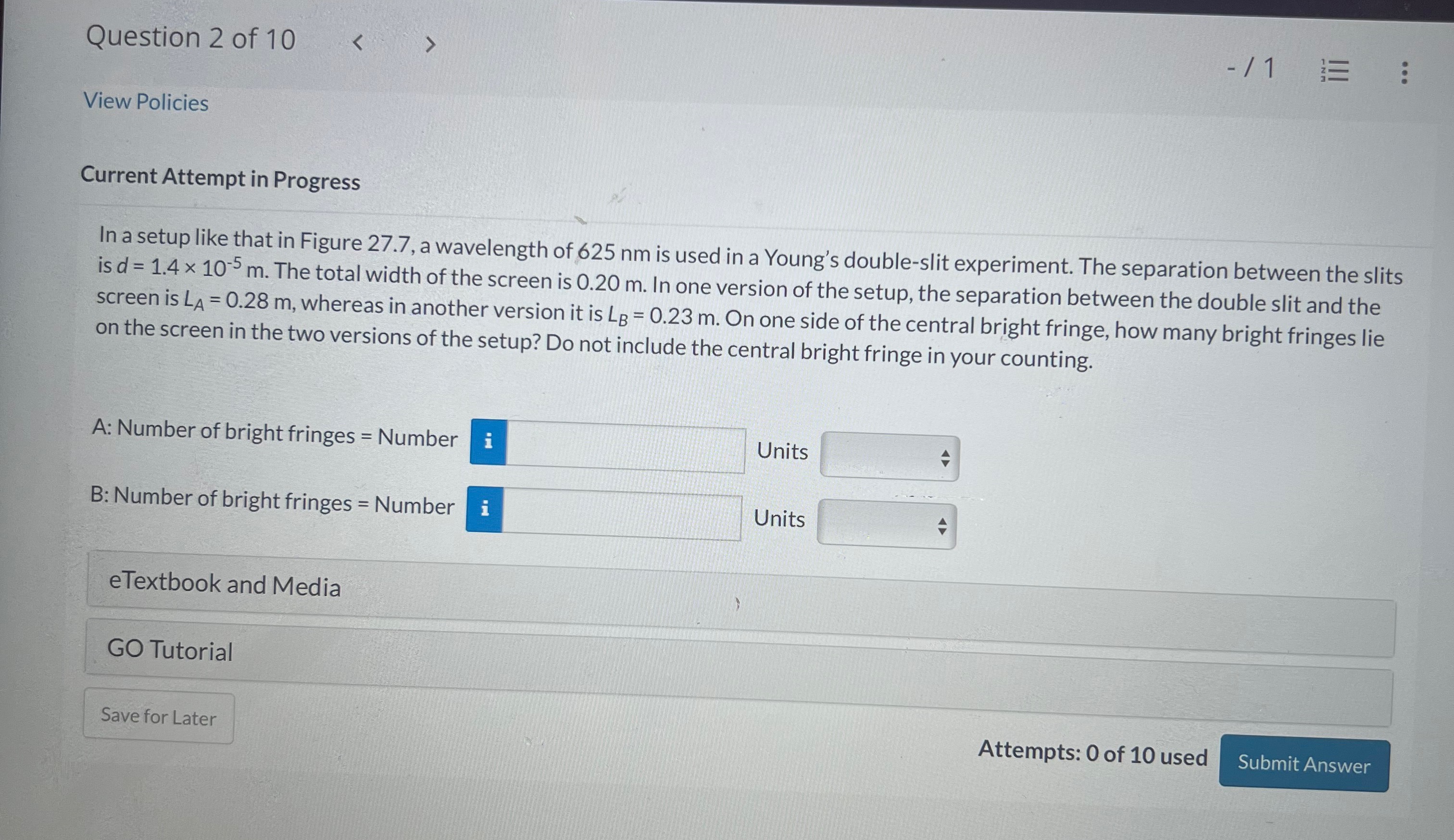 Solved In a setup like that in Figure 27.7, a wavelength of | Chegg.com