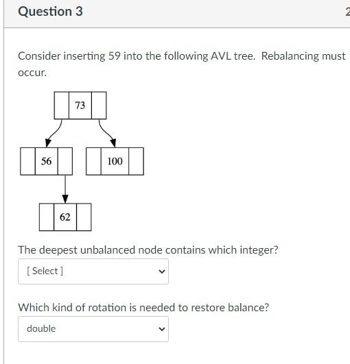 Solved Question 3 Consider inserting 59 into the following | Chegg.com