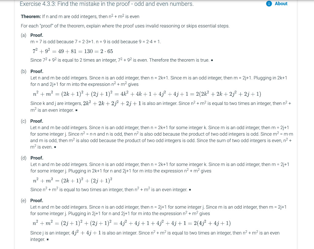 Solved Exercise 4.3.3: Find the mistake in the proof-odd and | Chegg.com