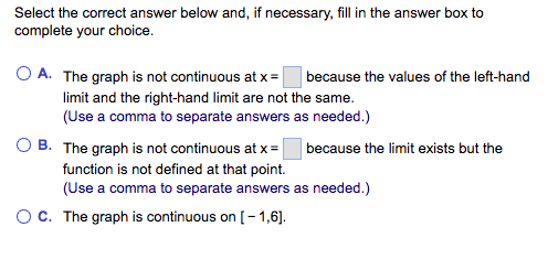 Solved State whether the function graphed is continuous on | Chegg.com