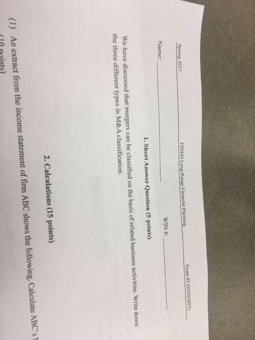 Solved We have discussed that mergers can be classified on | Chegg.com