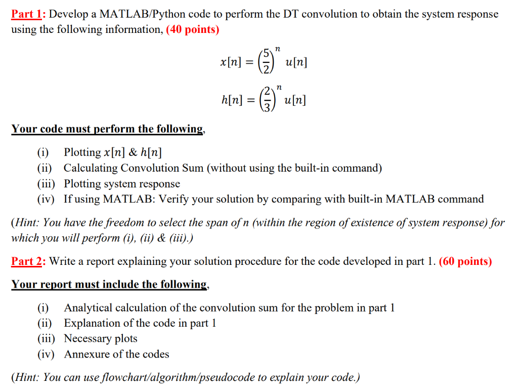 Solved Part 1: Develop a MATLAB/Python code to perform the | Chegg.com