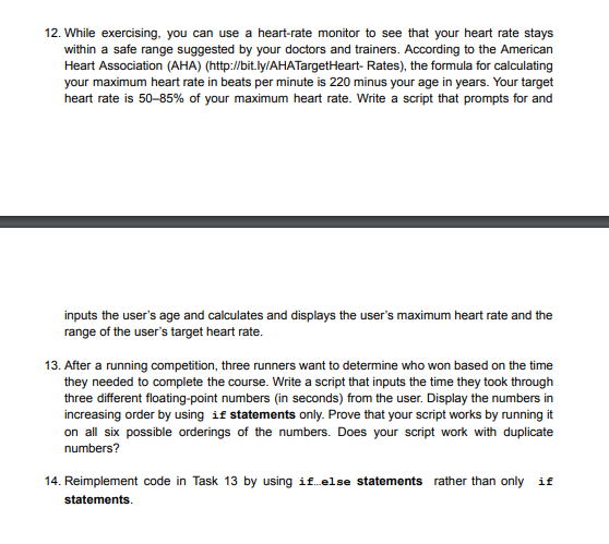 Solved 12. While exercising, you can use a heart rate | Chegg.com