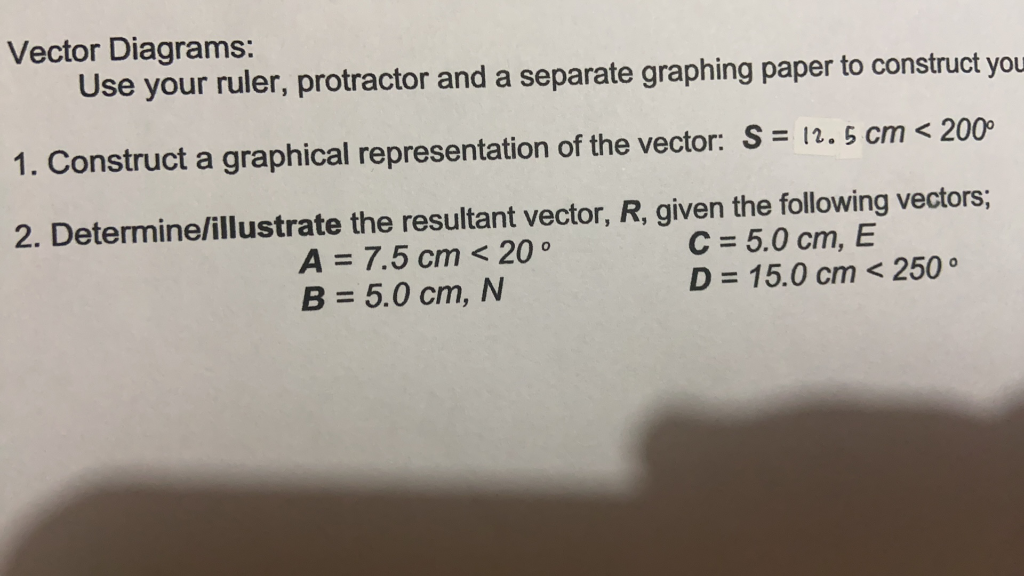Solved Vector Diagrams: Use your ruler, protractor and a | Chegg.com