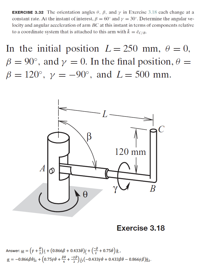 Solved EXERCISE 3.32 The orientation angles 0, B, and y in | Chegg.com