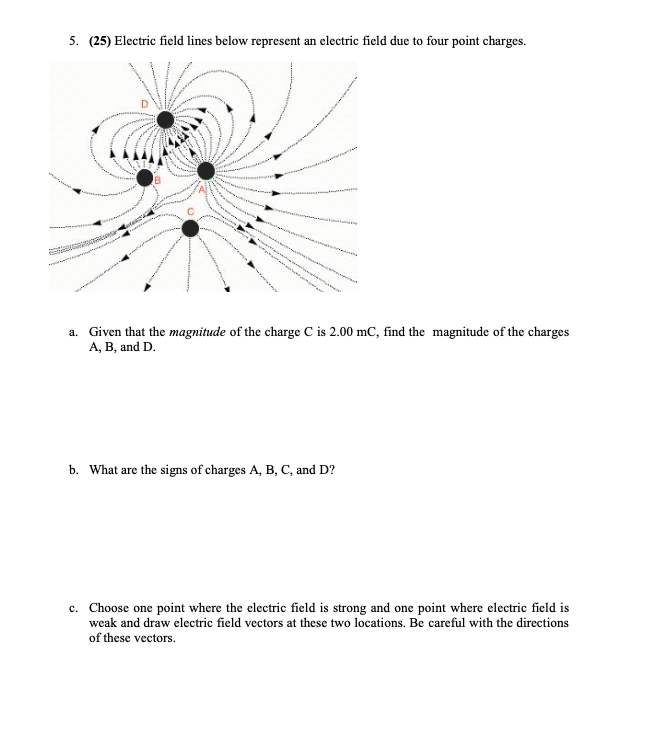 Solved 5. (25) Electric field lines below represent an | Chegg.com
