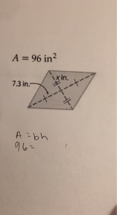 Solved A = 96 in? 7.3 in. | Chegg.com