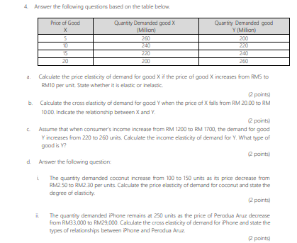 Solved 4 Answer the following questions based on the table | Chegg.com