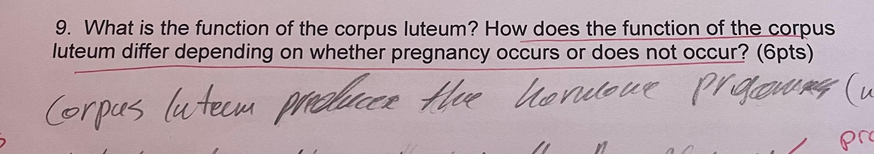 Solved 9. What is the function of the corpus luteum? How | Chegg.com