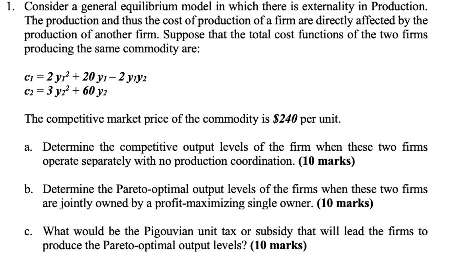 Solved Consider a general equilibrium model in which there | Chegg.com