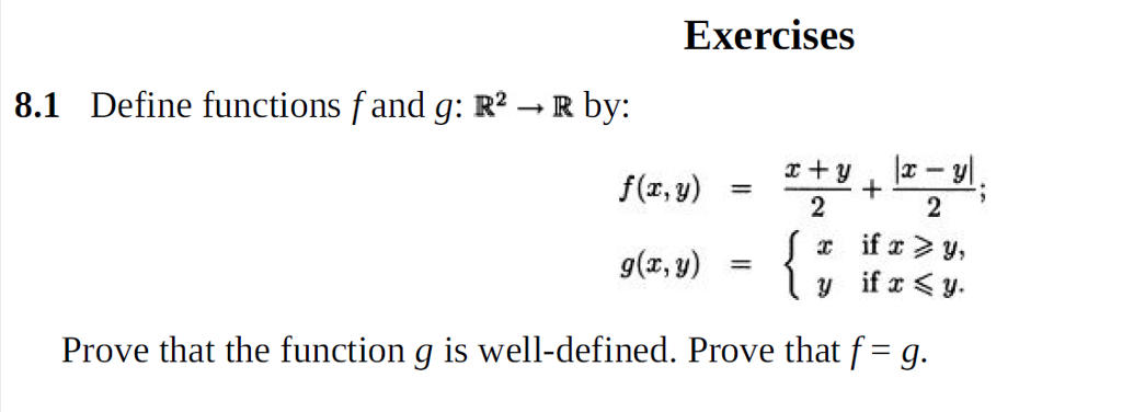 Solved Exercises 8.1 Define functions fand g: R2-- R by: | Chegg.com
