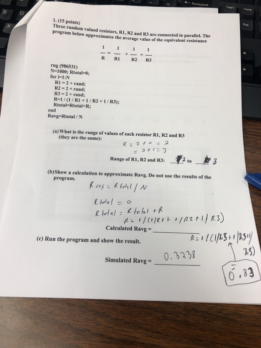 Solved three random valued resistors, r1,r2 and r3 are | Chegg.com