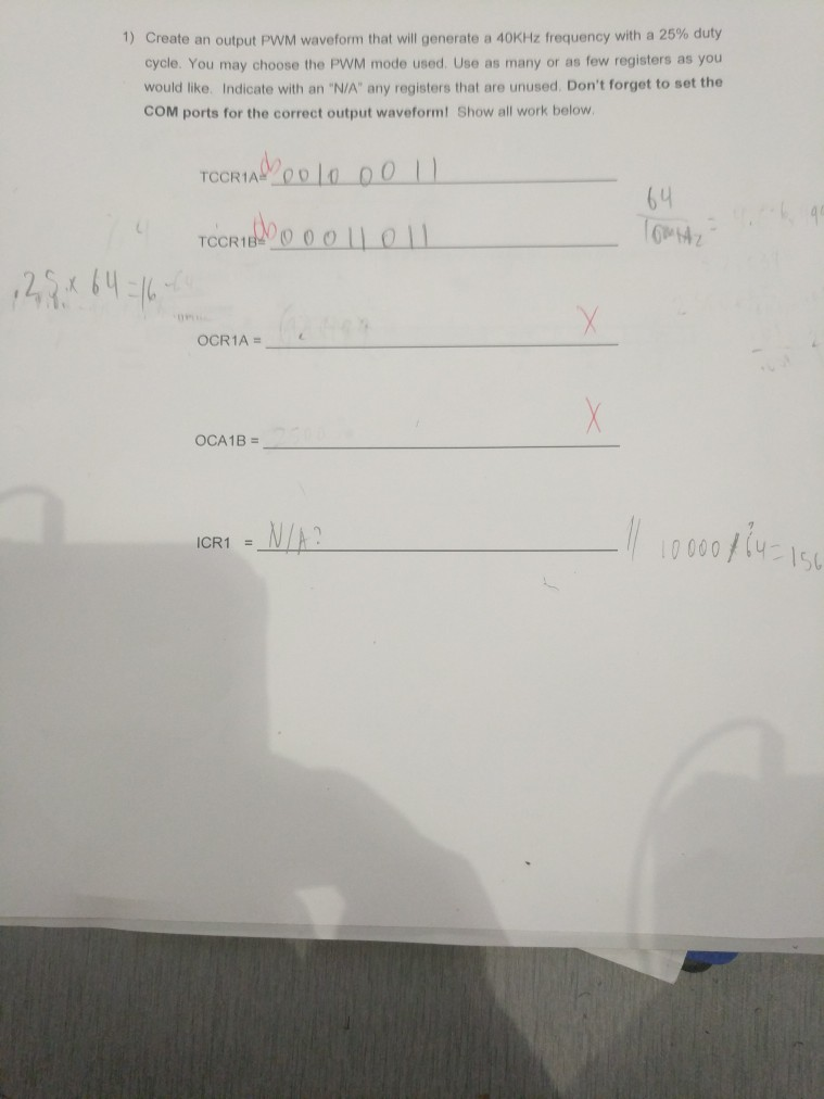 Solved 1) Create an output PWM waveform that will generate a | Chegg.com