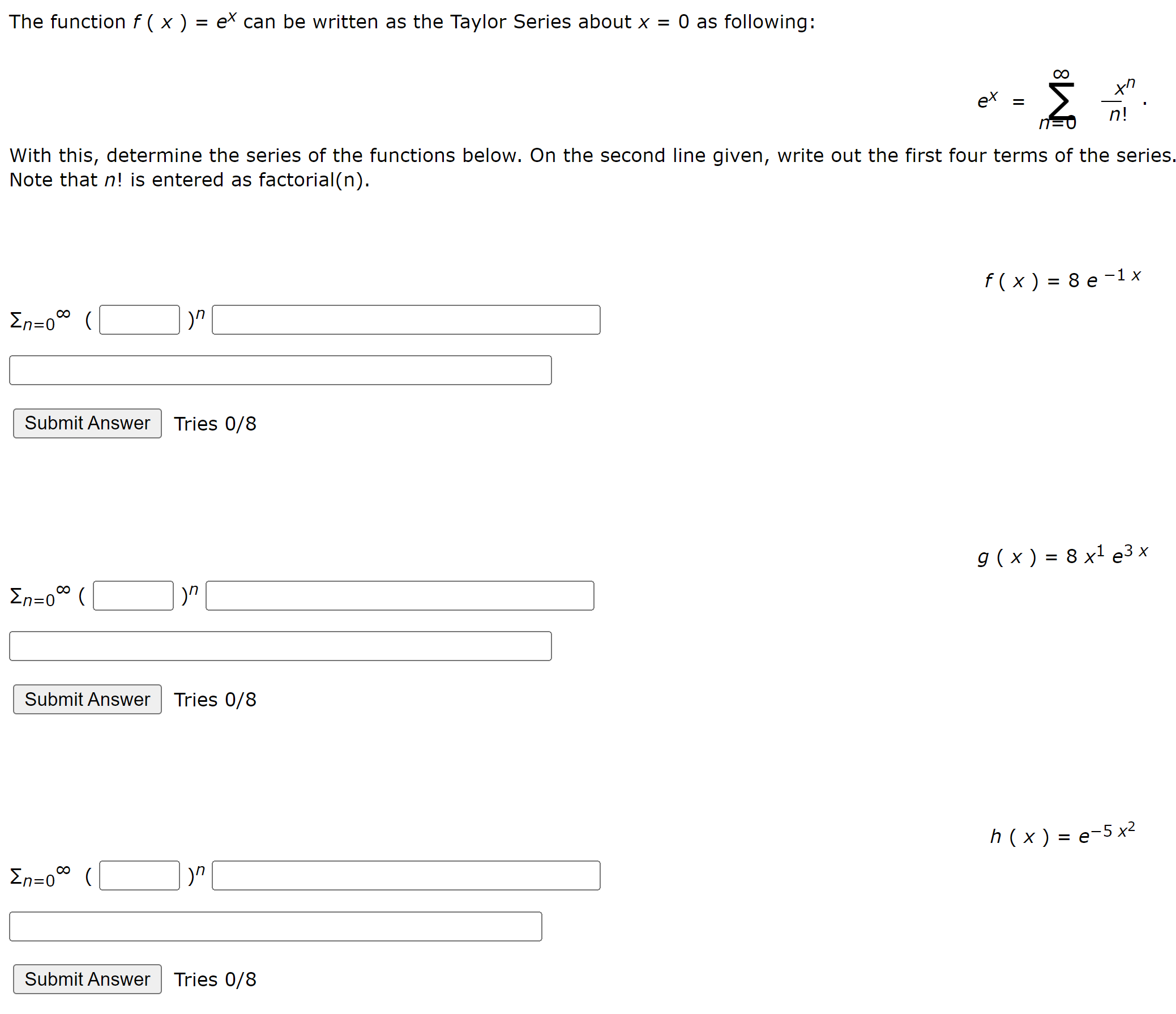 Solved The function f(x)=ex can be written as the Taylor | Chegg.com