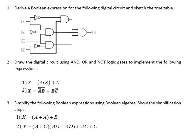 Solved 1. Derive a Boolean expression for the following | Chegg.com