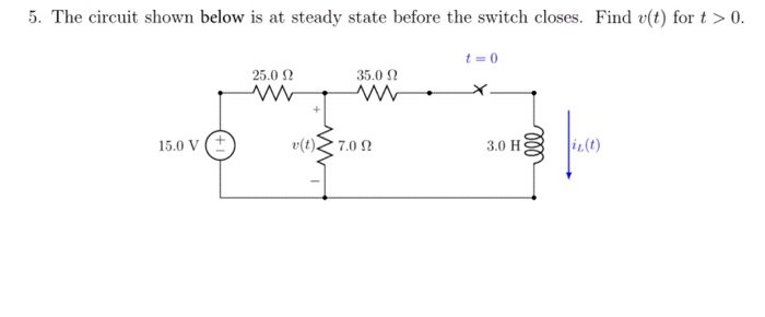 Solved The circuit shown below is at steady state before the | Chegg.com