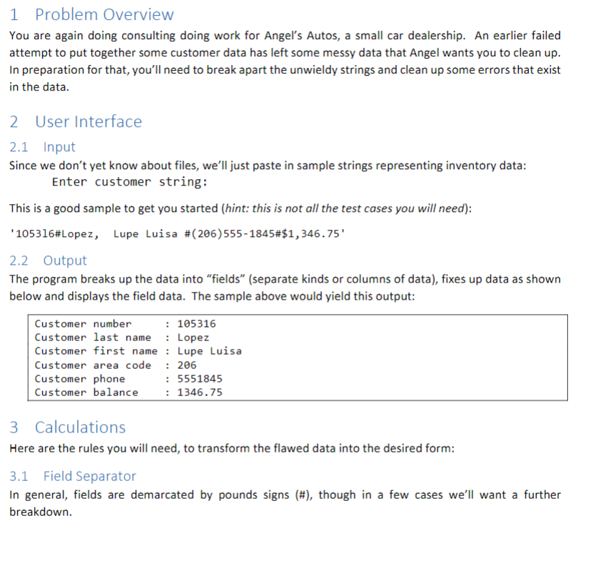 Solved 1 Problem Overview You are again doing consulting | Chegg.com