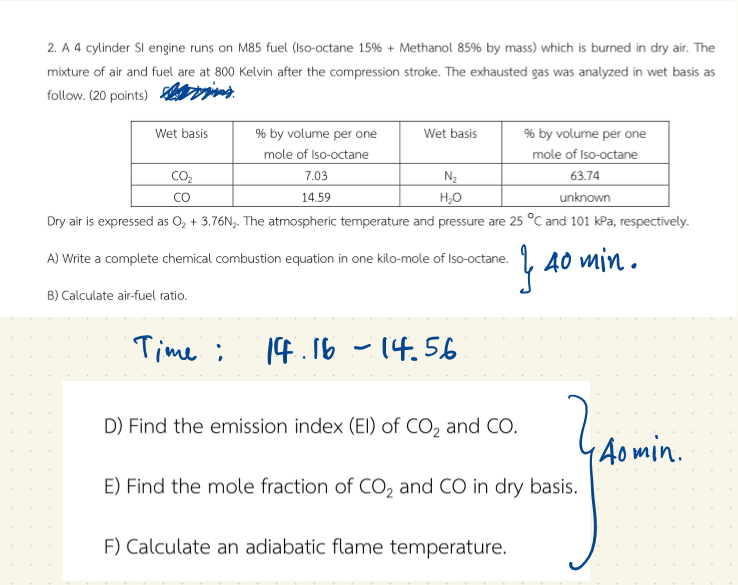 Solved 2. A 4 cylinder SI engine runs on M85 fuel | Chegg.com