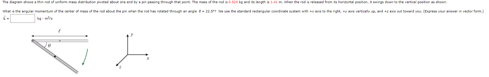 Solved The diagram shows a thin rod of uniform mass | Chegg.com
