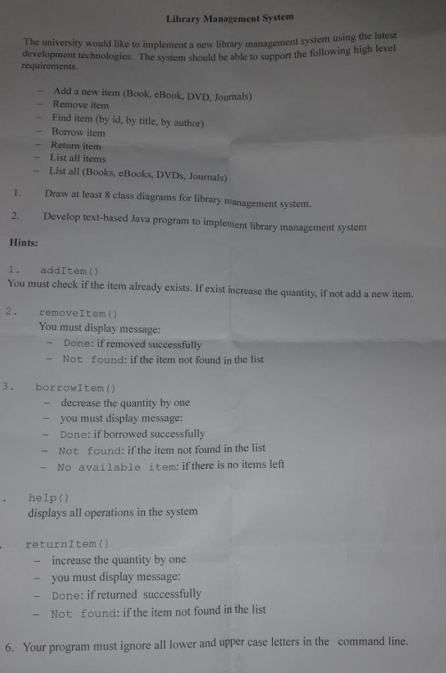 Library Management System The university would like | Chegg.com