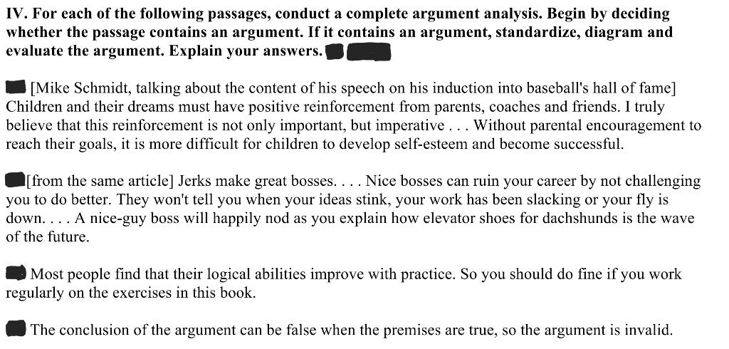 Solved IV. For each of the following passages, conduct a | Chegg.com