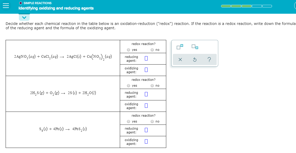 Solved O SIMPLE REACTIONS Identifying oxidizing and reducing | Chegg.com