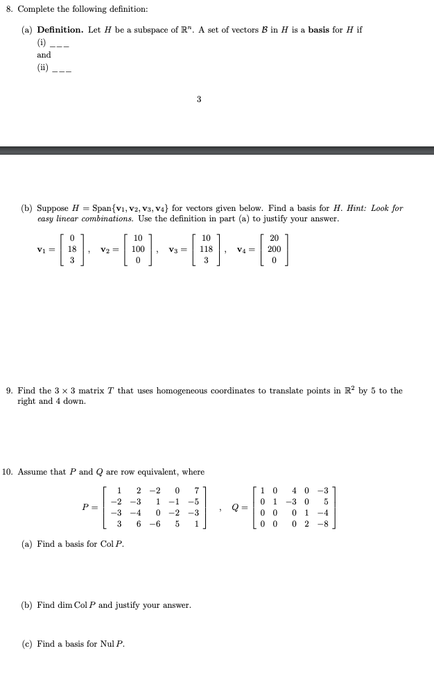 Solved 8. Complete the following definition: (a) Definition. | Chegg.com