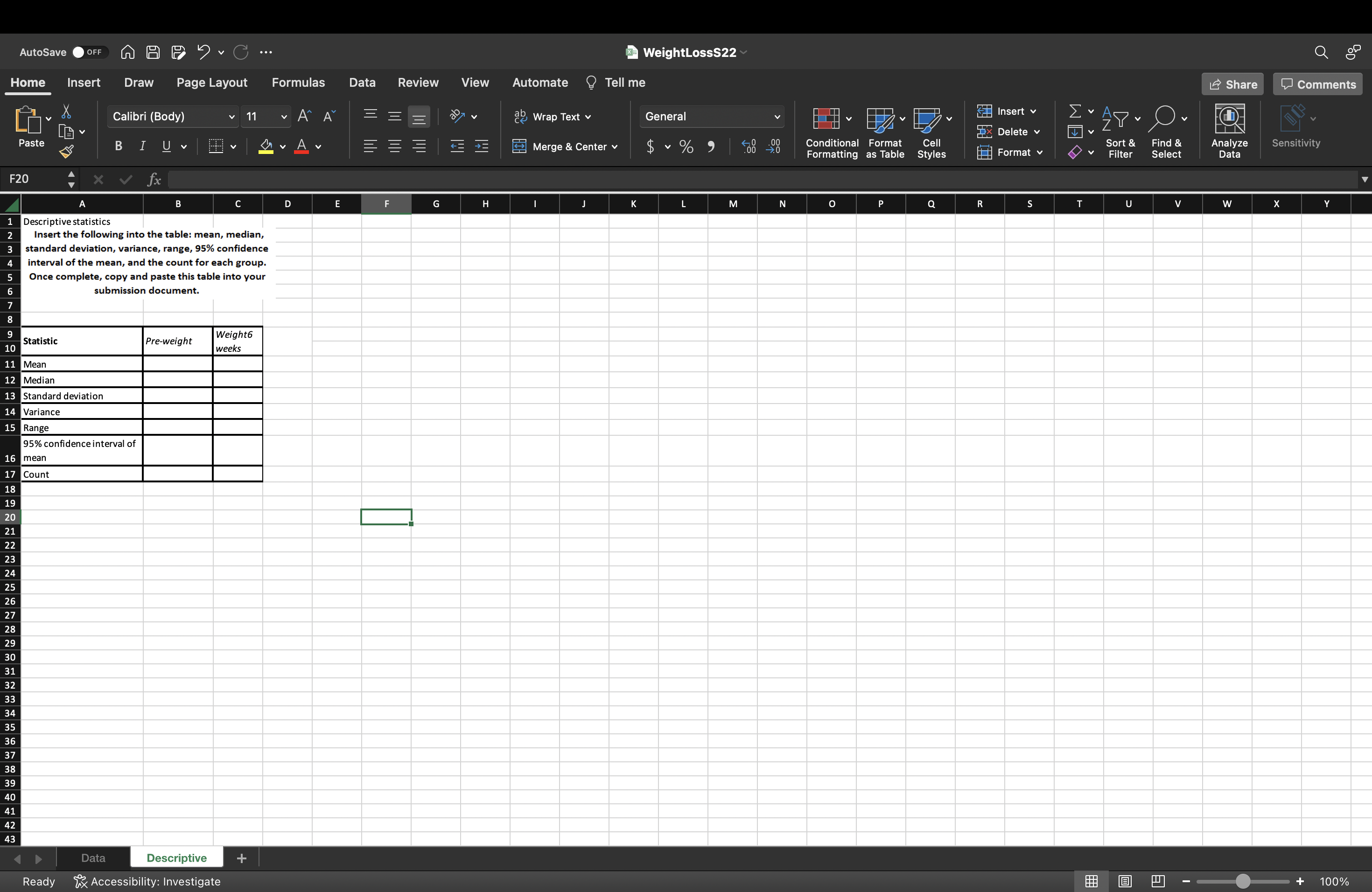 Which dataset did you choose? Weight Loss Follow the | Chegg.com