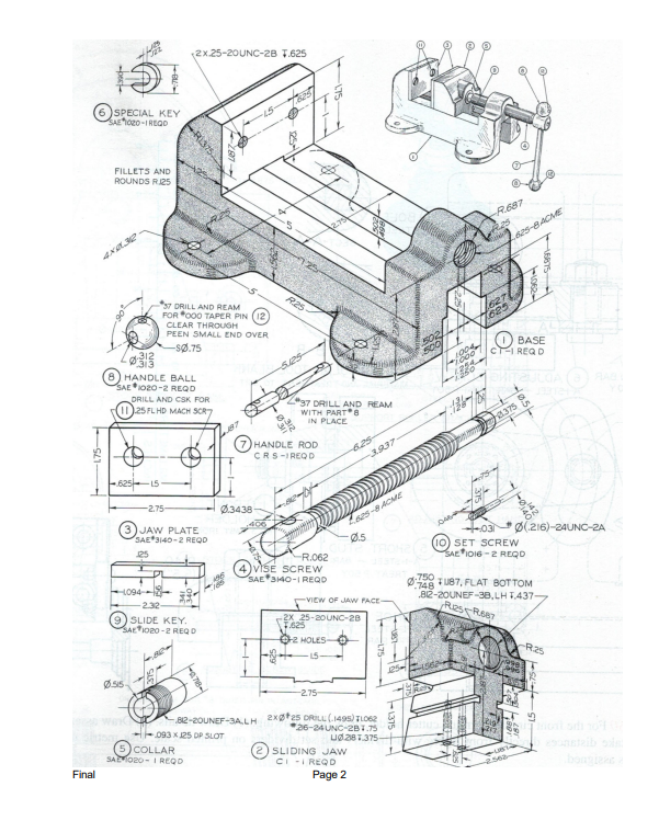 The drawing of the machine vise MGC Exercise 12.51 on | Chegg.com