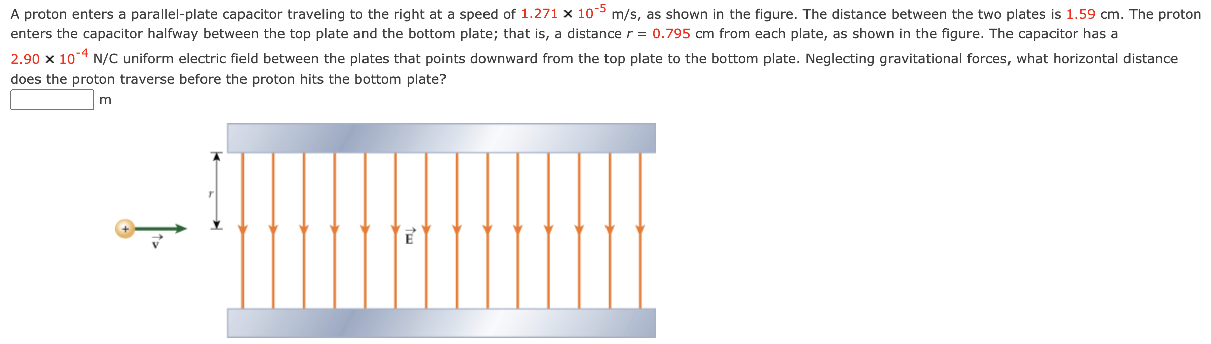 Solved A proton enters a parallel-plate capacitor traveling | Chegg.com