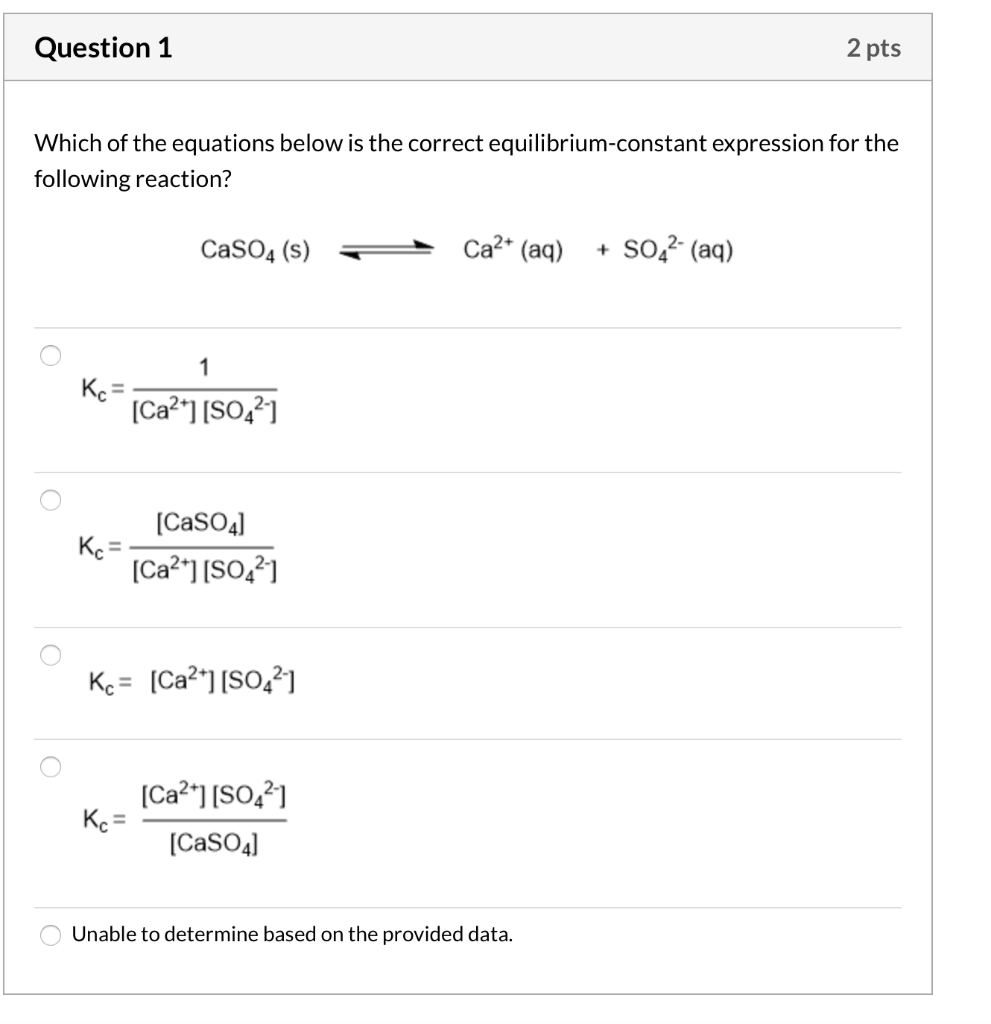 Solved Question 1 2 pts Which of the equations below is the | Chegg.com