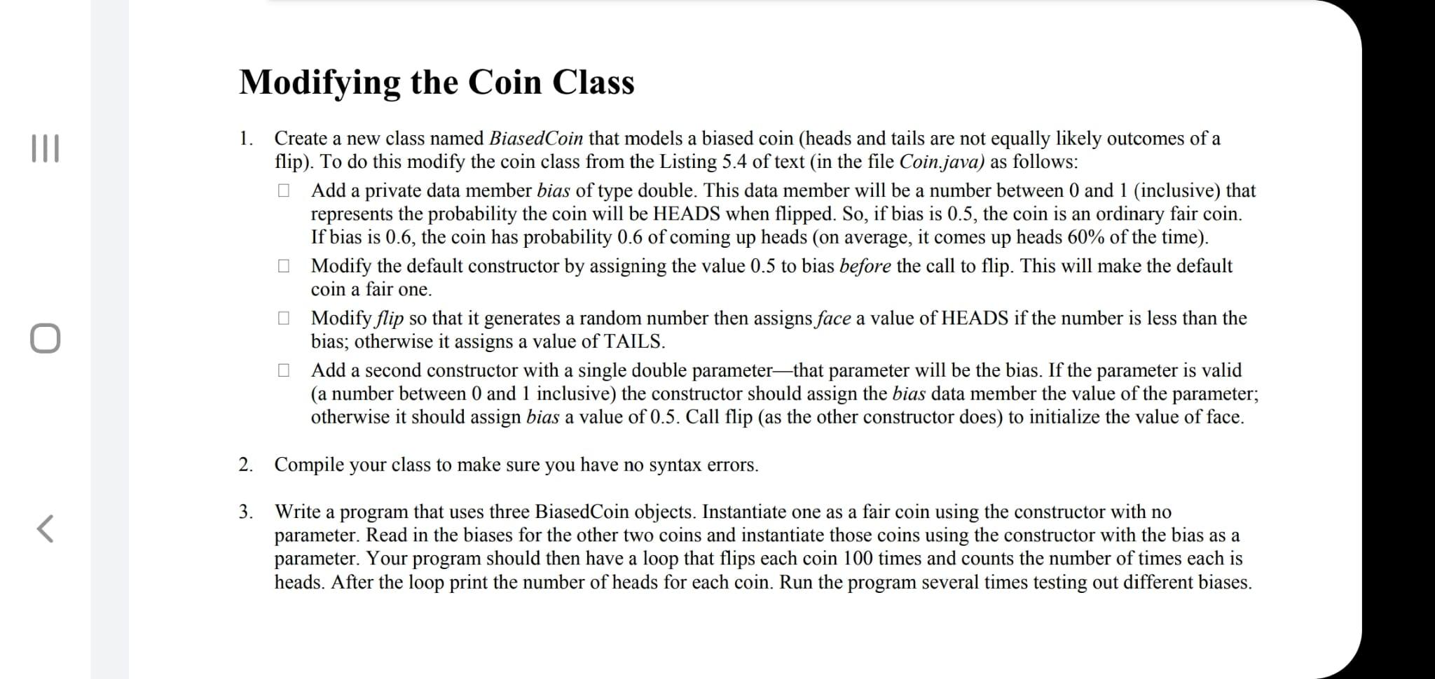 Solved Modifying the Coin Class III 1. Create a new class | Chegg.com
