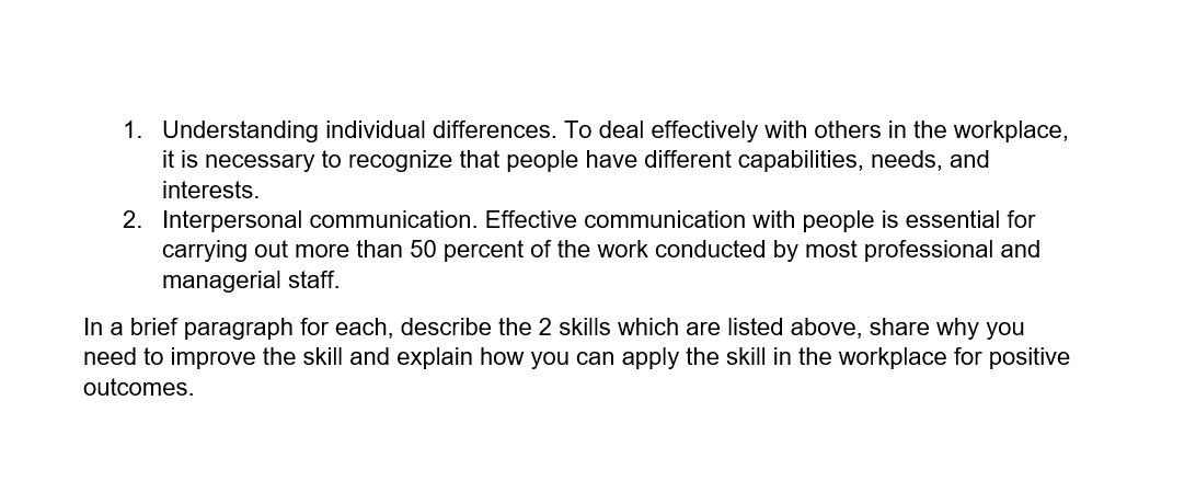 Solved 1. Understanding individual differences. To deal | Chegg.com