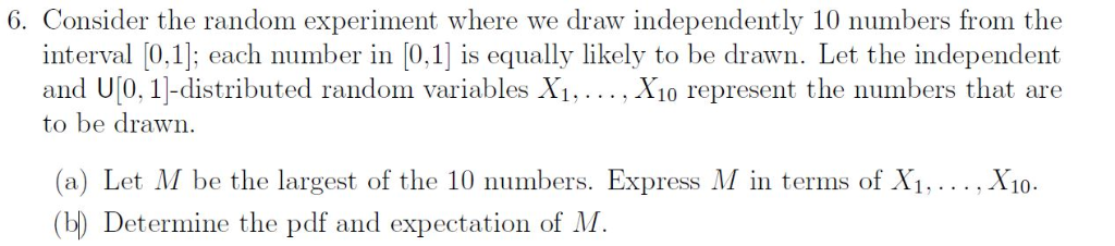 Solved 6. Consider the random experiment where we draw | Chegg.com