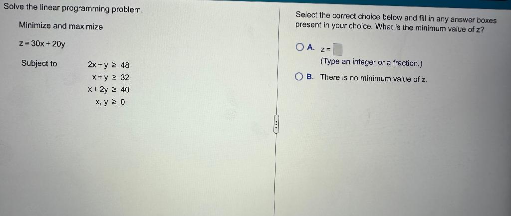 Solve the linear programming problem. Minimize and | Chegg.com