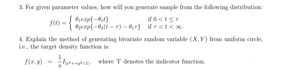 Solved 3. For given parameter values, how will you generate | Chegg.com