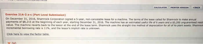 Solved CALCULATOR PRINTER VERSION ·BACK Exercise 21A-2 a-c | Chegg.com